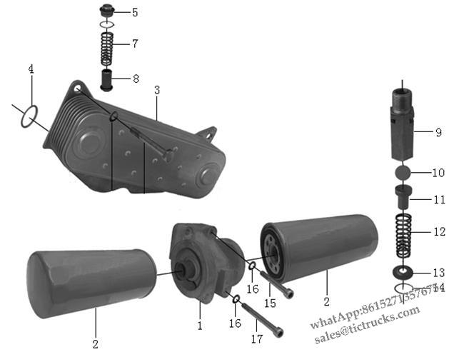 China truck WeiChai Engine Parts Oil Filter and Oil Cooler Hubei Dong ...