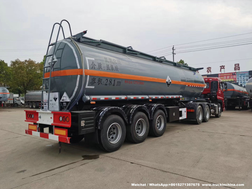 Wholesale 3 Axles Hydrochloric Acid Tanker 29500L HCl Tanks in Chinese ...