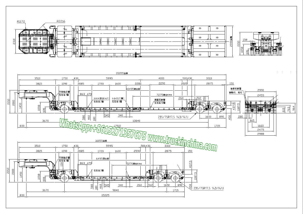 Wholesale Customizing Multi Axle Steering Axle Low Bed Trailer ...