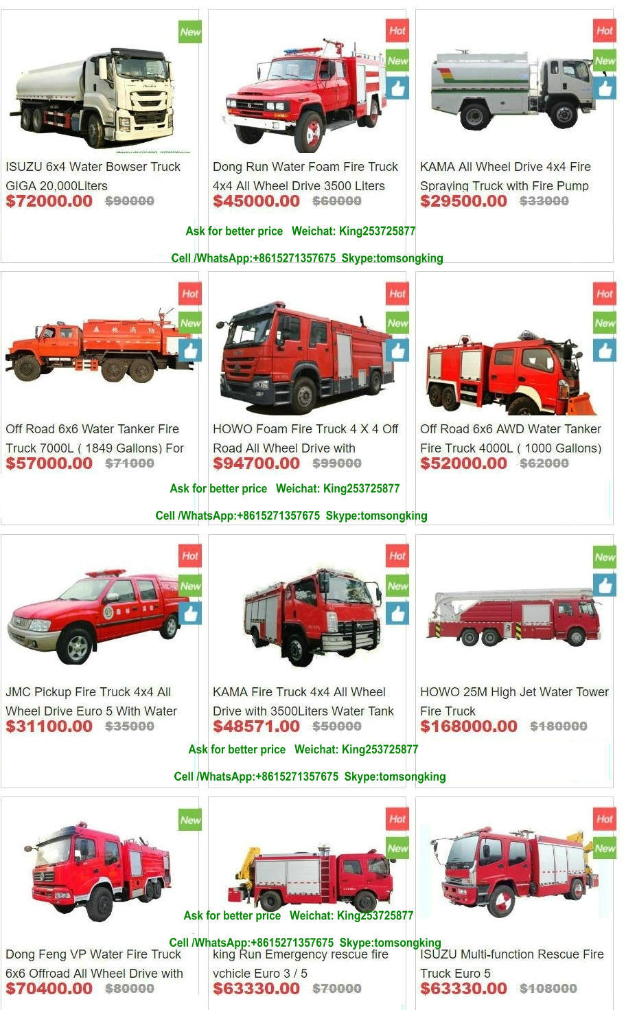 Dongfeng off Road 6X6 Awd Water Tanker Fire Truck 4000L (1000 Gallons ...