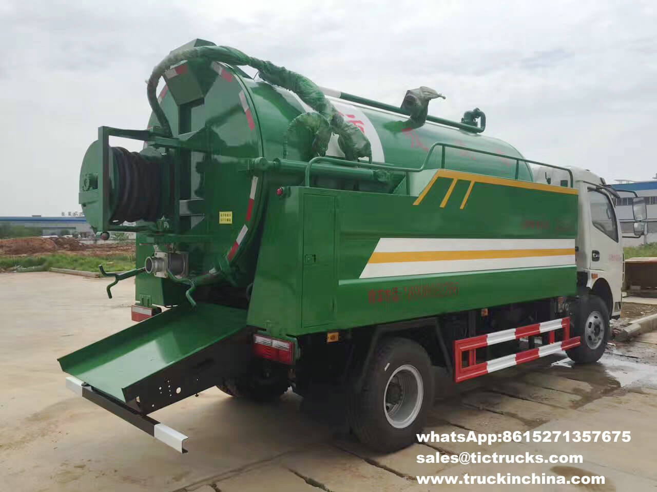 vacuum truck with high pressure jetting vacuum sewer cleaner 4000L ...